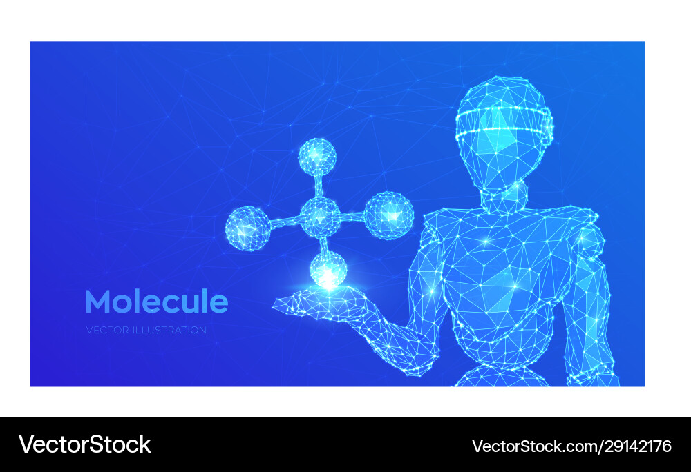 Molecule structure low poly abstract Royalty Free Vector