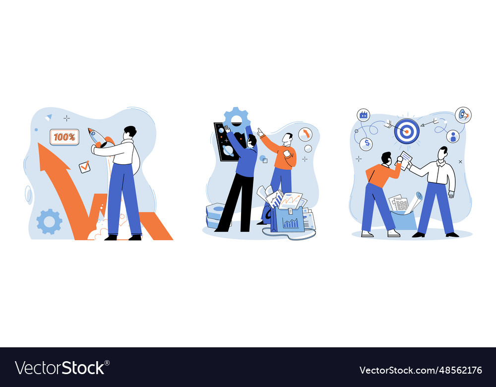 Project launch management Royalty Free Vector Image