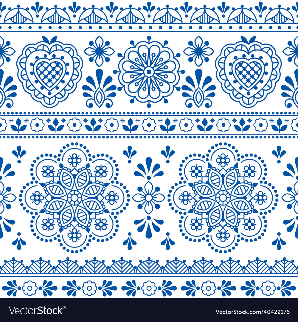 Scandinavian folk art blue seamless pattern Vector Image