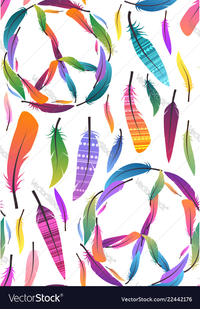Seamless boho texture with multicolored feathers Vector Image