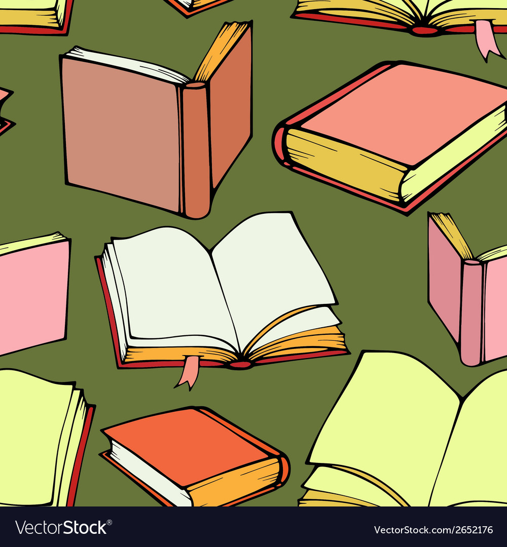 Seamless pattern with decorative books Royalty Free Vector