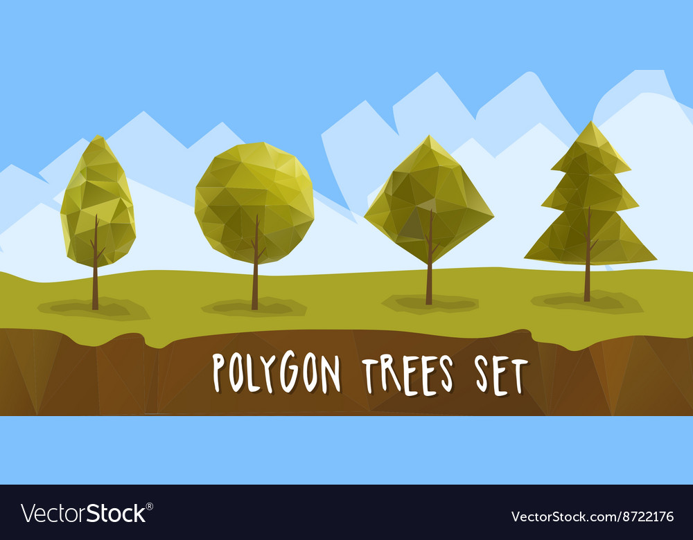 Set geometric polygonal trees Royalty Free Vector Image