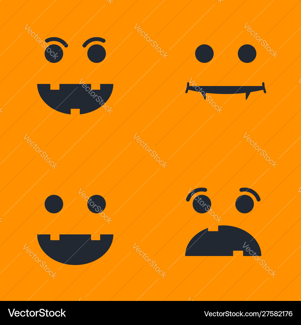 Set halloween pumpkin or monster emoji Royalty Free Vector