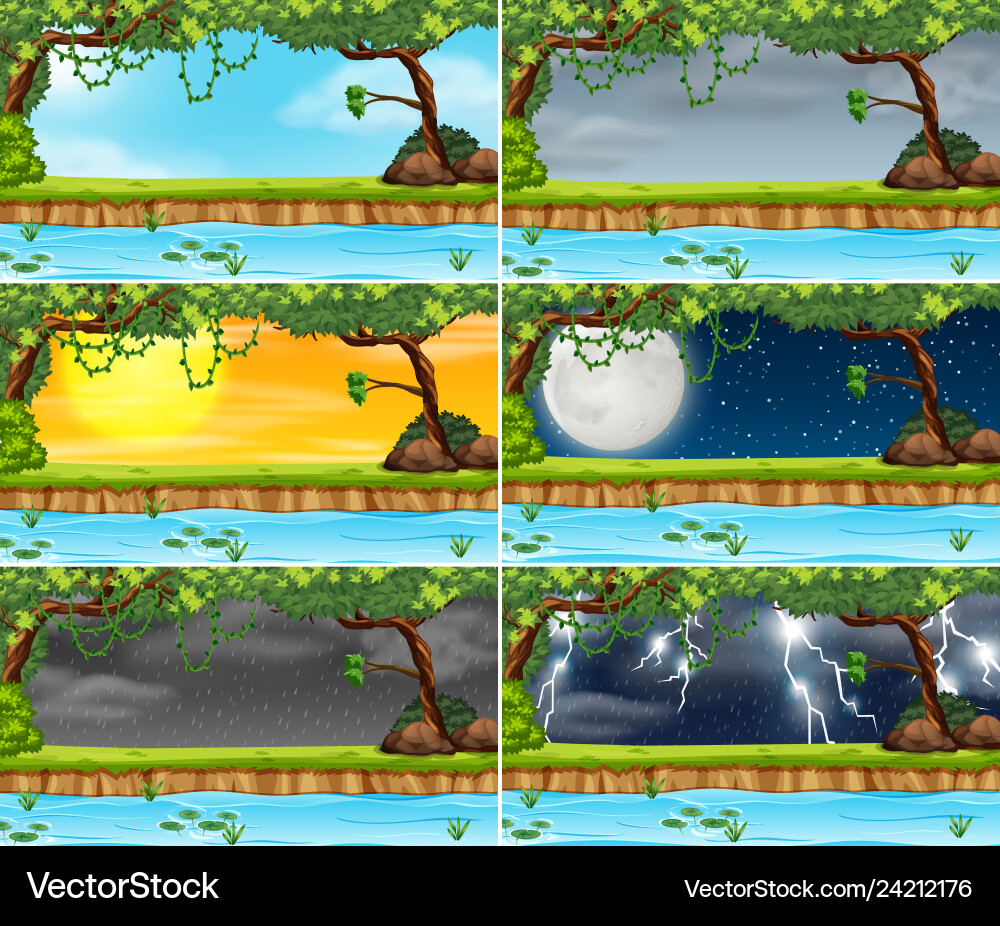 Set nature landscape Royalty Free Vector Image