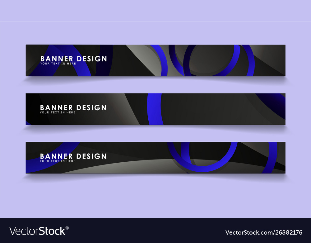 Set rectangular banners with background dark Vector Image