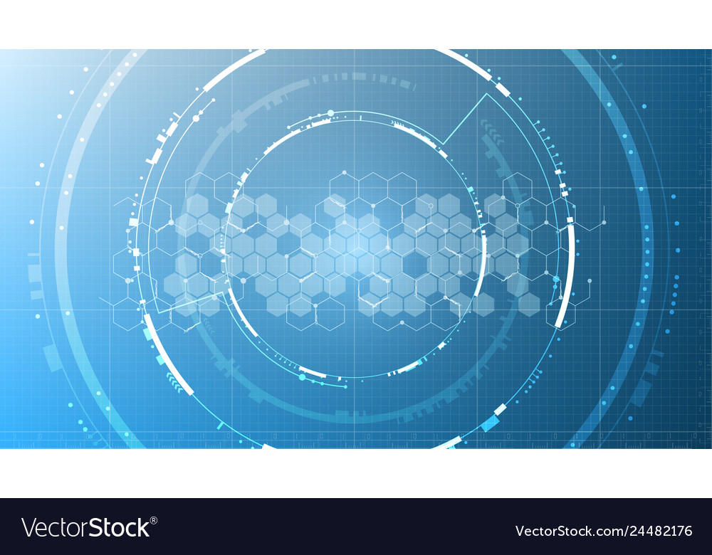 Technological future system hexagonal encryption Vector Image