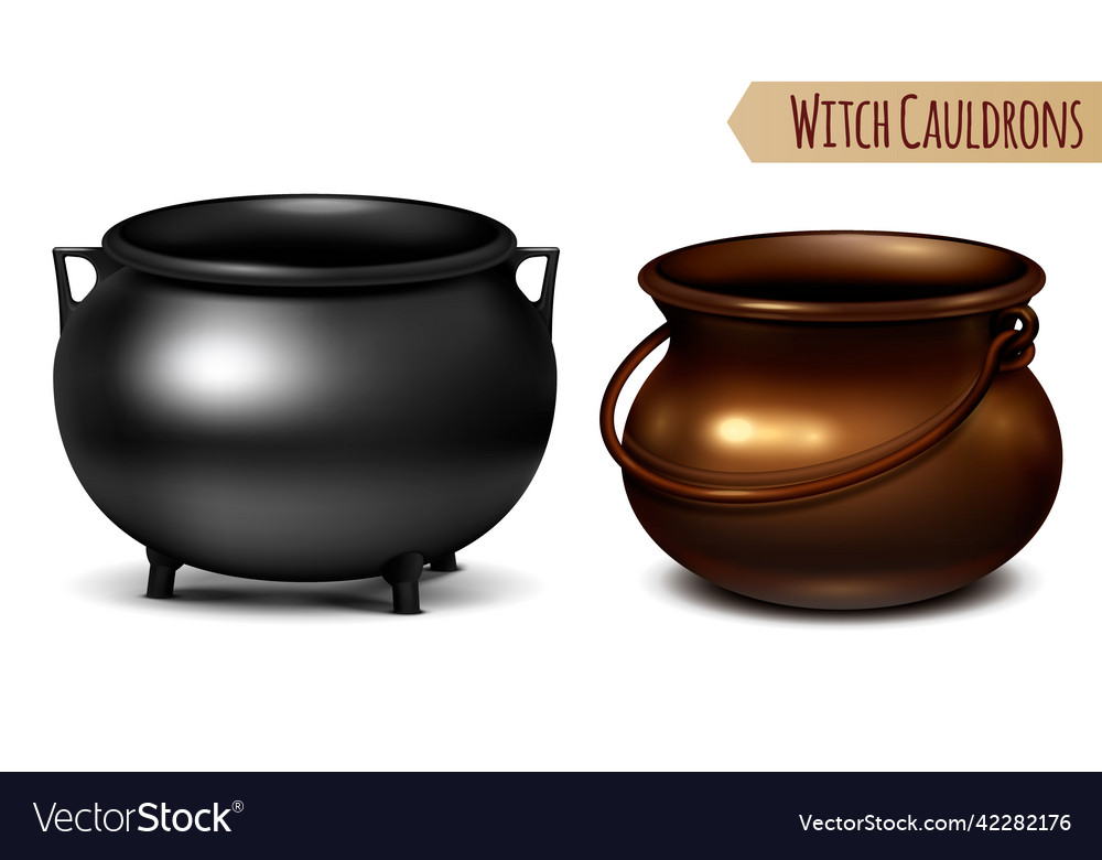 Witch cauldrons realistic Royalty Free Vector Image