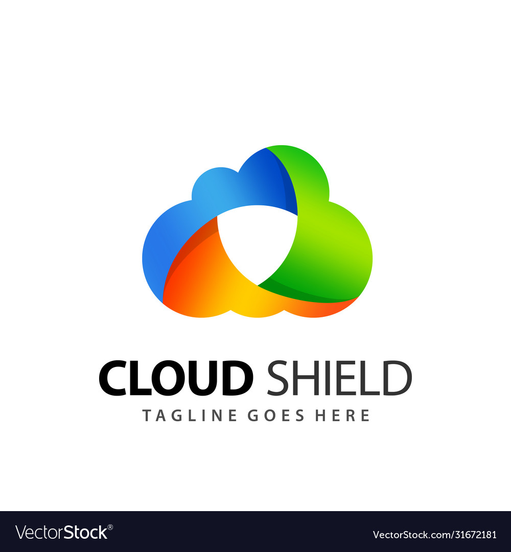 Abstract cloud shield logo design Royalty Free Vector Image