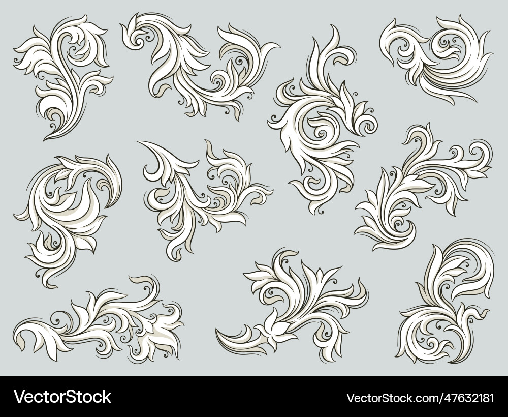 Baroque stickers set Royalty Free Vector Image
