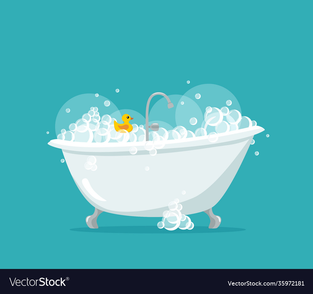 Bath with foam bubbles cartoon Royalty Free Vector Image