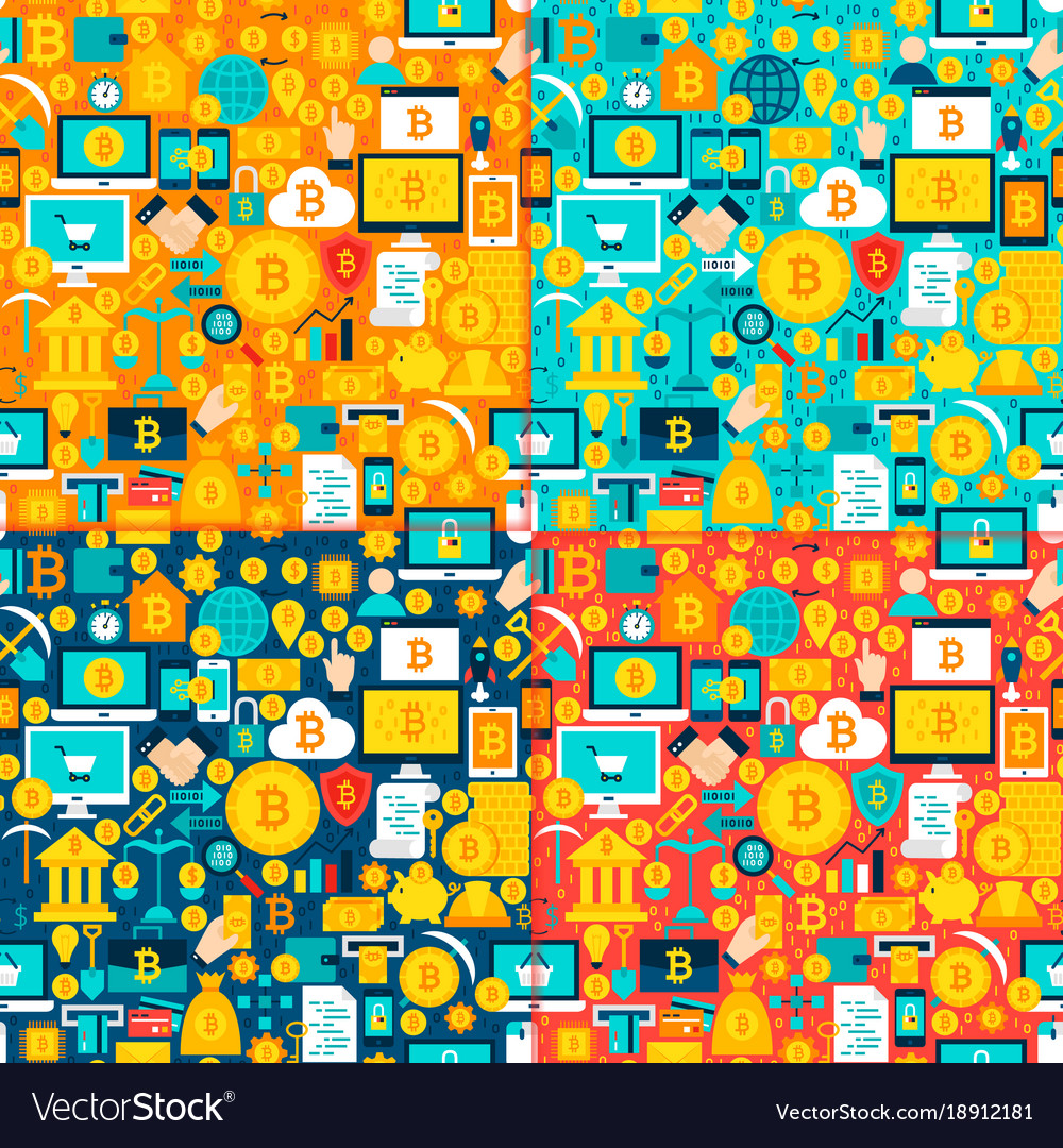 Bitcoin seamless patterns Royalty Free Vector Image