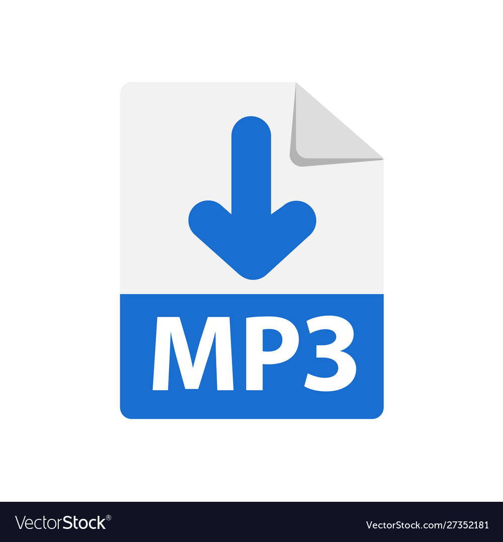 Blue icon mp3 file format extensions Royalty Free Vector