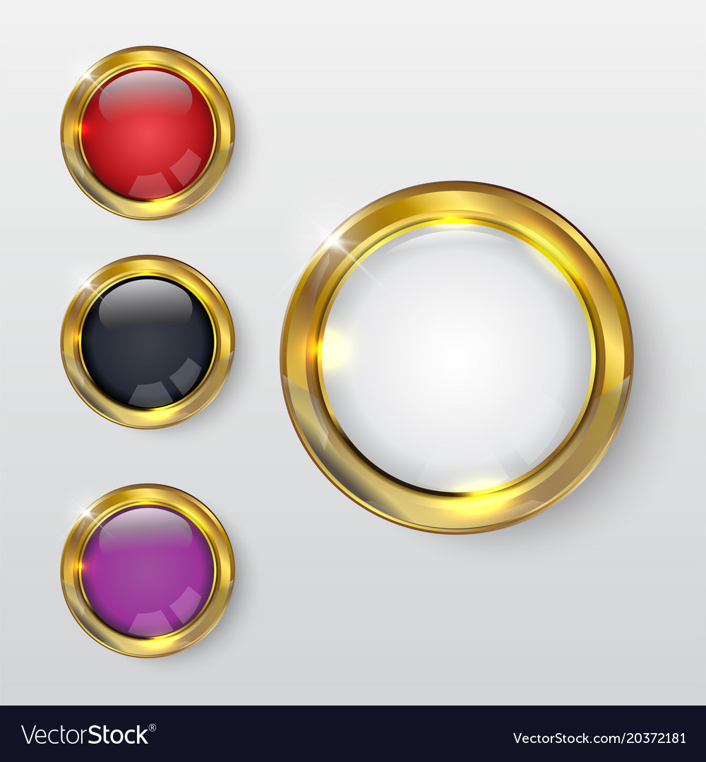 Button premium glossy gold Royalty Free Vector Image