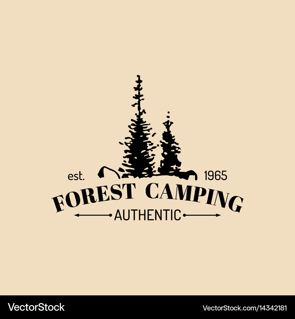 Camp logo tourism sign with hand drawn Royalty Free Vector