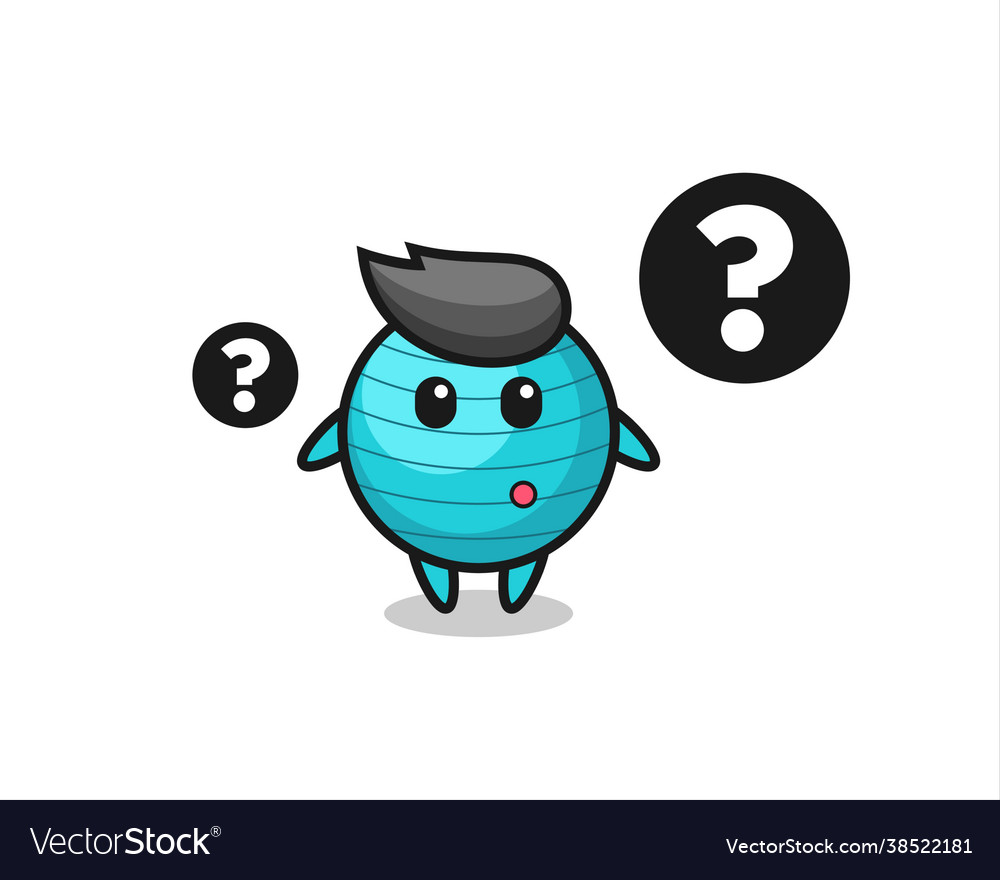 Cartoon exercise ball with question mark Vector Image