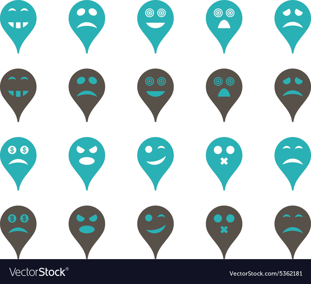 Emotion map marker icons Royalty Free Vector Image