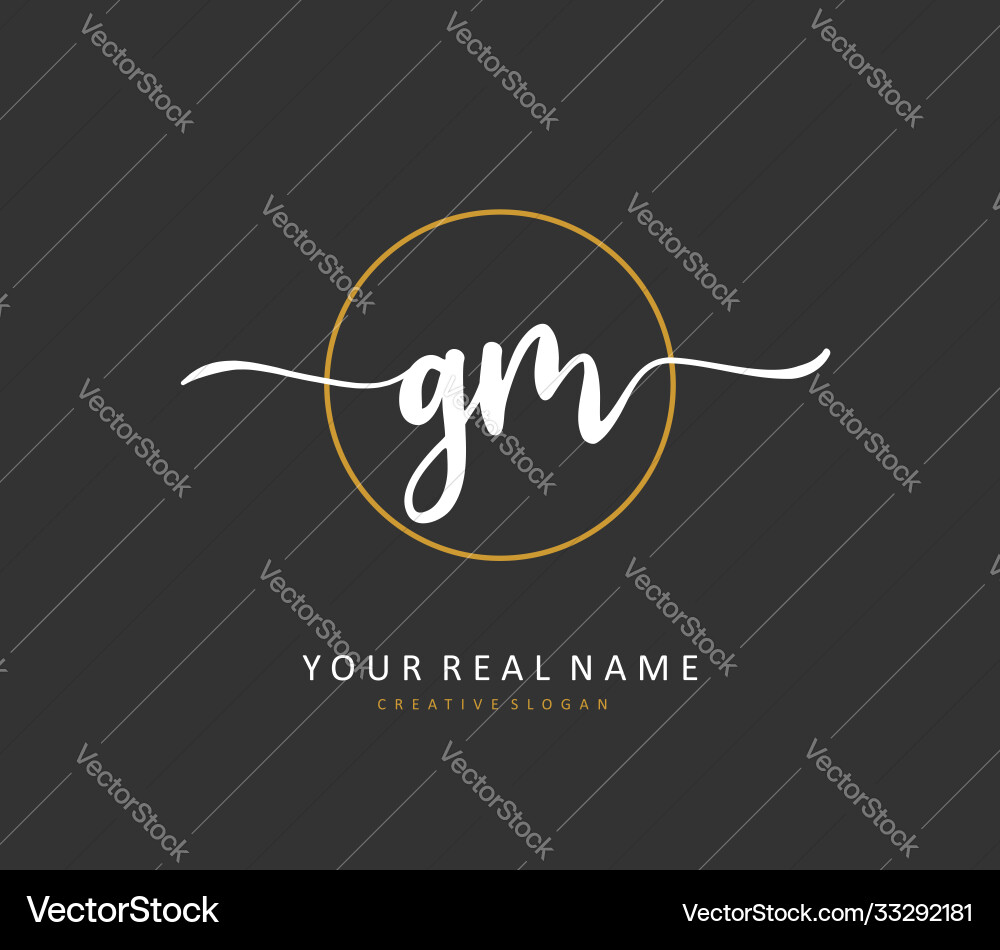 G m gm initial letter handwriting and signature Vector Image