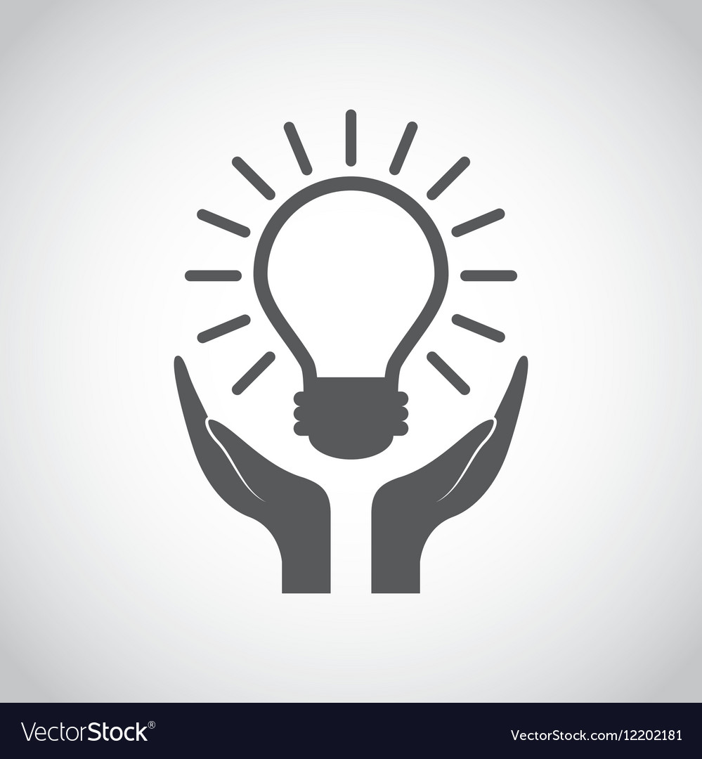 Hands and bulb light icon Royalty Free Vector Image