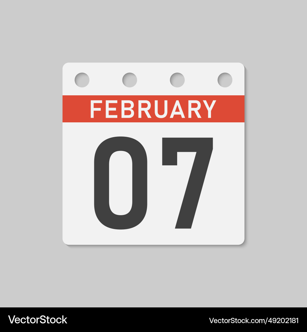 Icon page calendar day - 7 february Royalty Free Vector