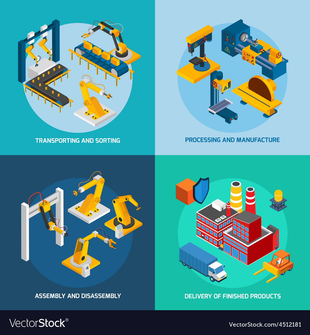 Isometric robot machinery Royalty Free Vector Image