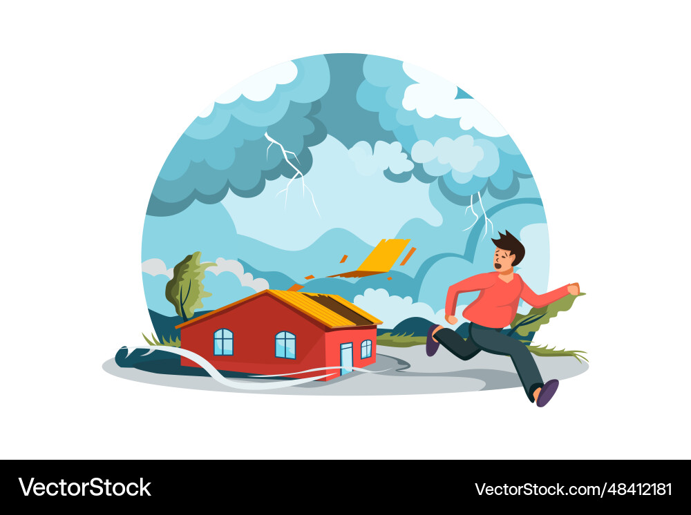 Natural disasters outdoor composition with living Vector Image