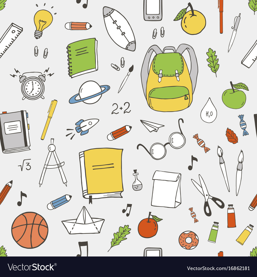 School items pattern Royalty Free Vector Image