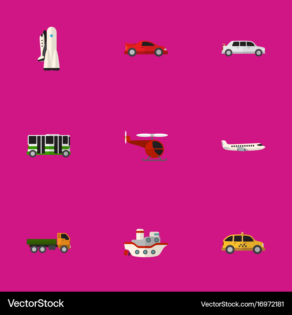 Set of 9 editable car flat icons includes symbols Vector Image