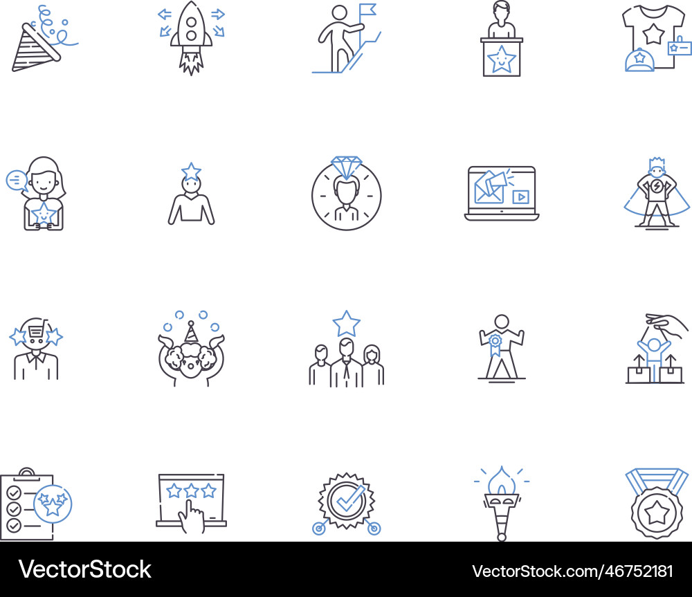 Success outline icons collection achievement Vector Image