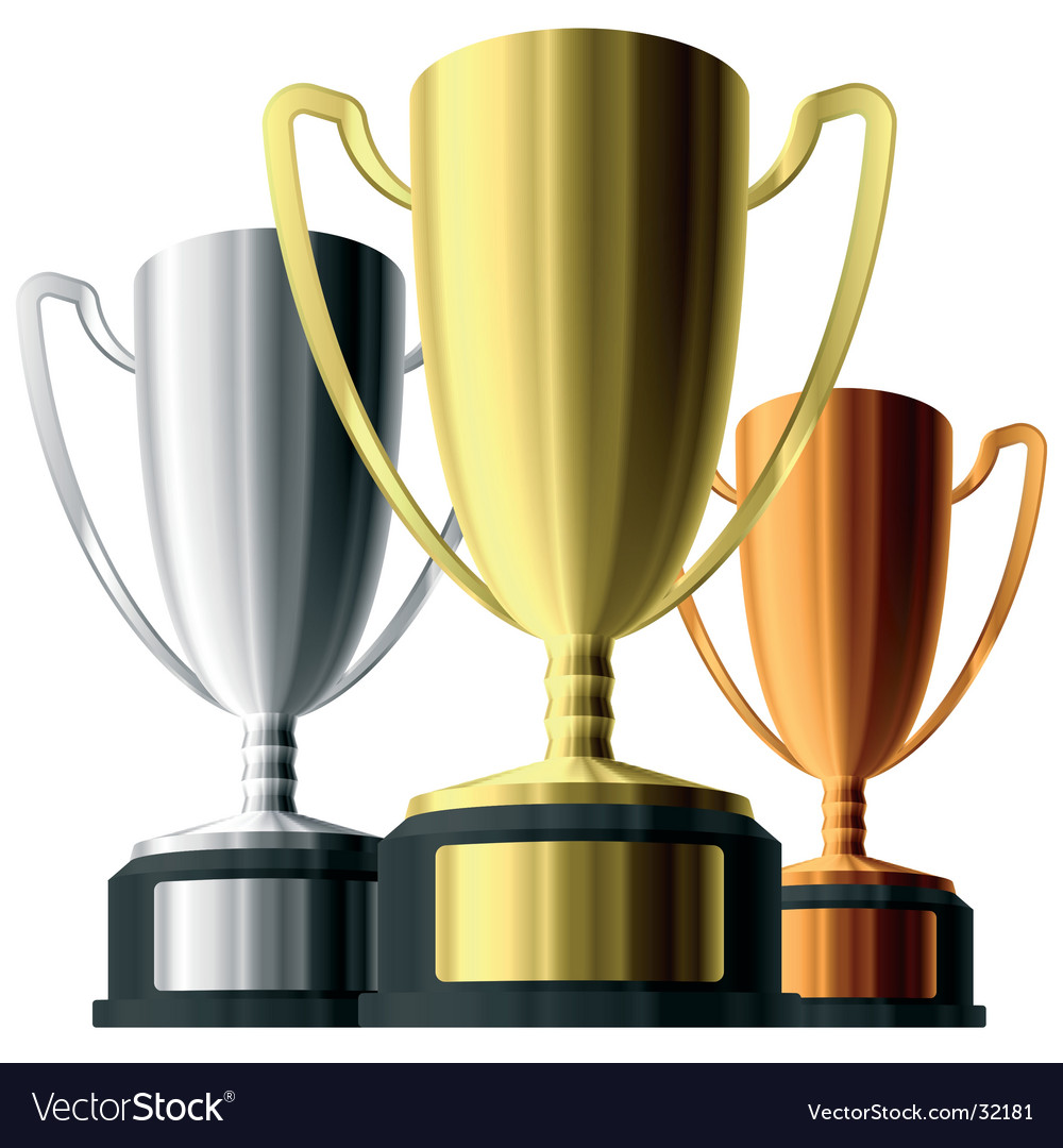 Three trophies Royalty Free Vector Image - VectorStock