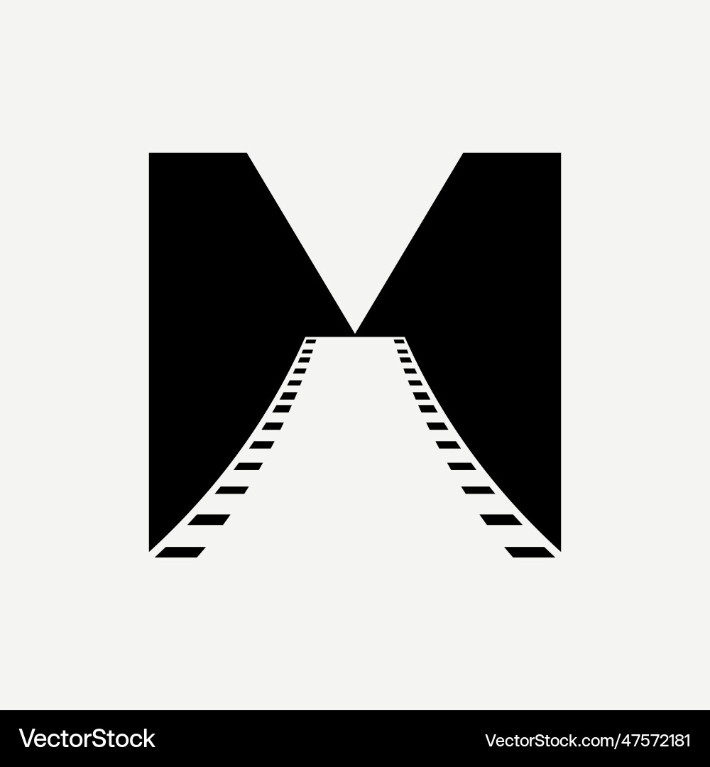 Transport logo with m letter concept road logo Vector Image