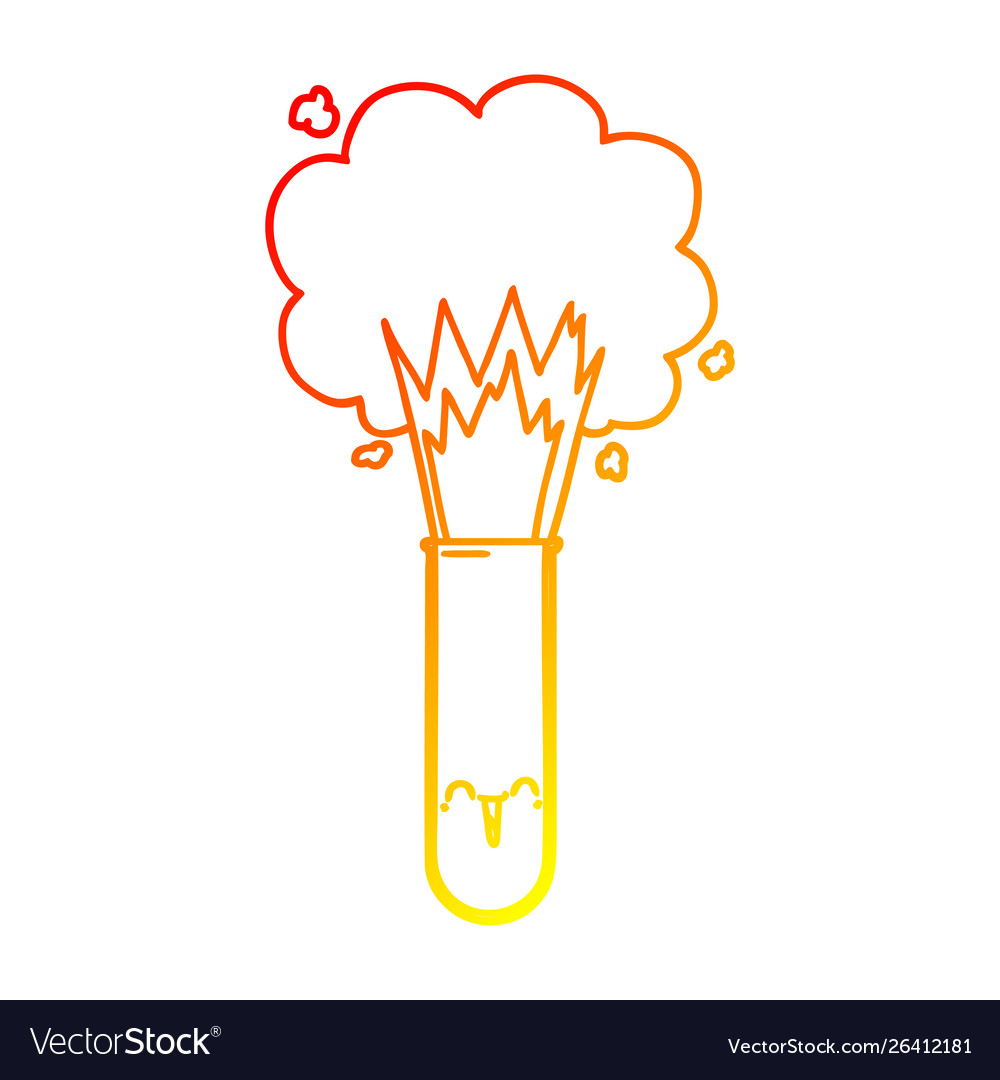 Warm gradient line drawing cartoon exploding Vector Image