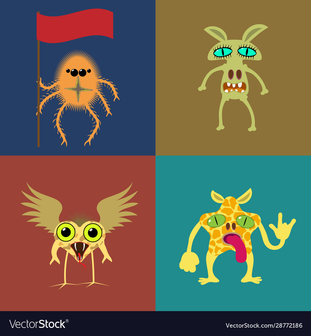 Abstract monsters set Royalty Free Vector Image