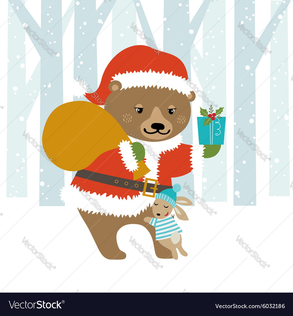 Bear Santa Royalty Free Vector Image - VectorStock