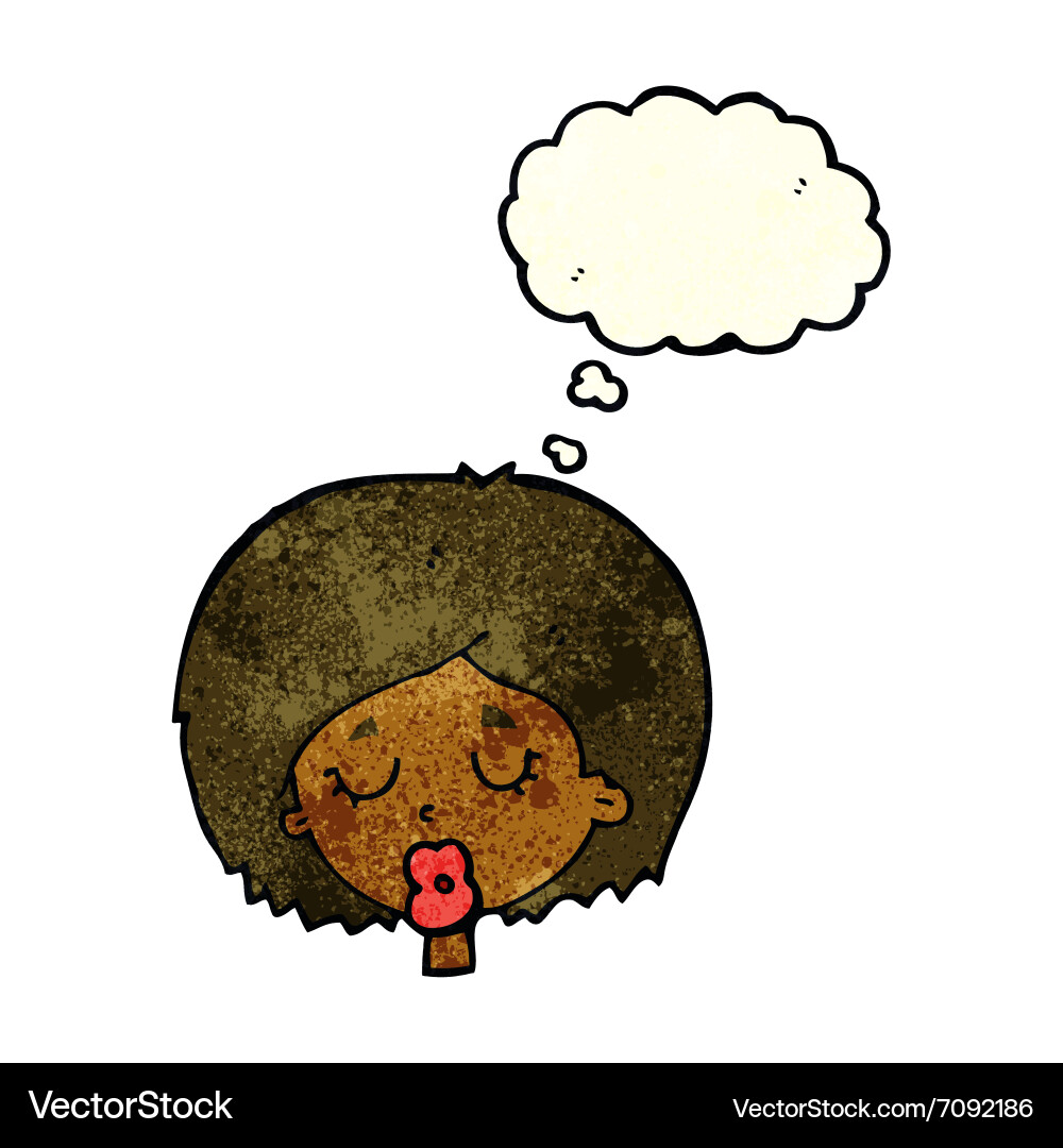 Cartoon woman with eyes closed thought bubble Vector Image