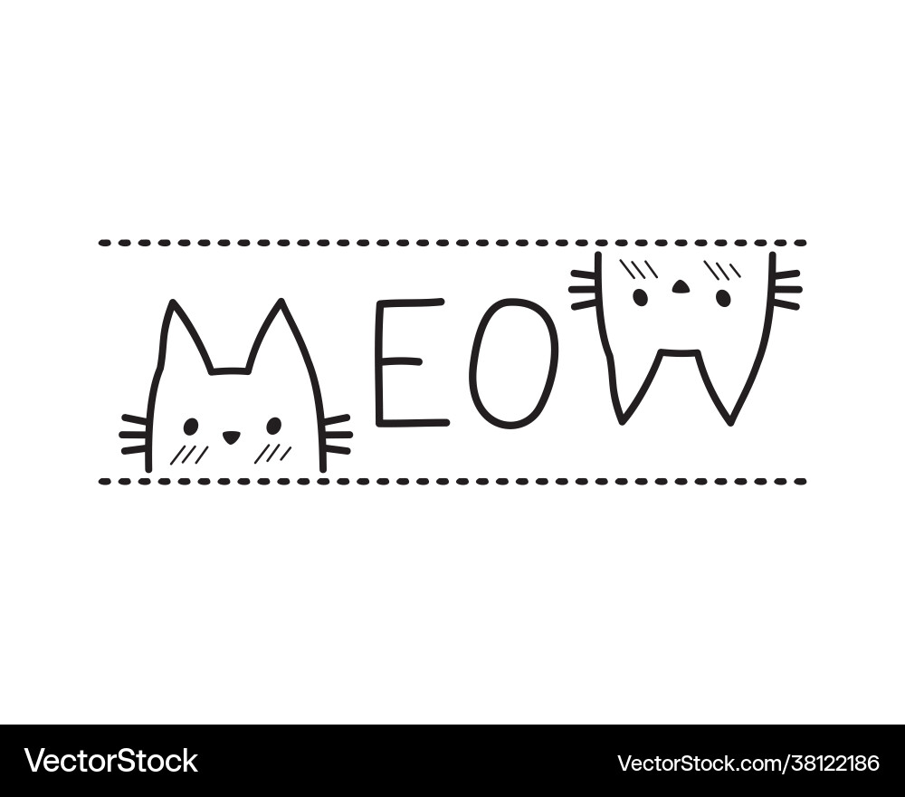 Cat icon says meow logo isolated on white Vector Image
