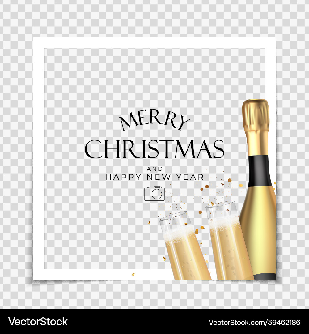 Christmas holiday party photo frame background Vector Image
