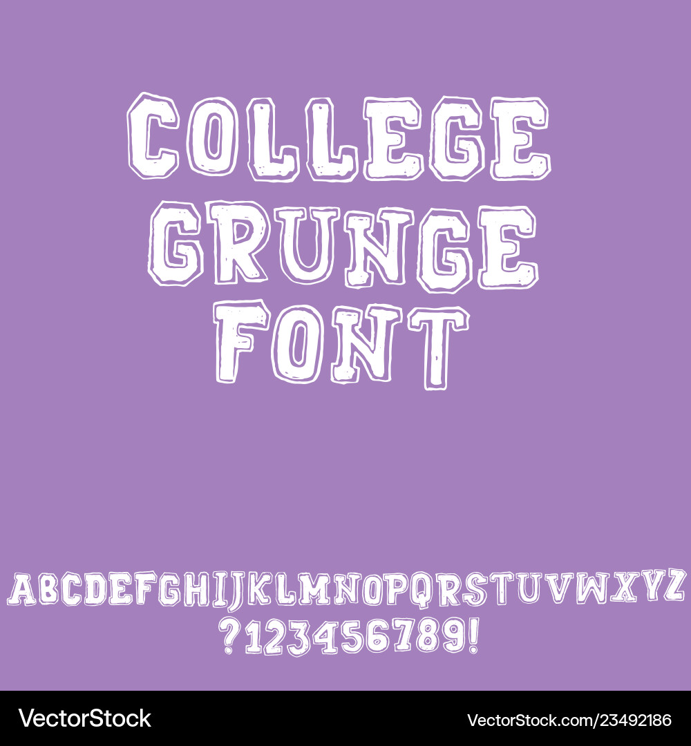 Classic college font vintage grunge Royalty Free Vector