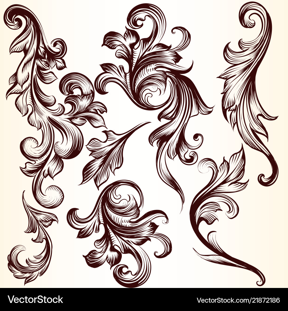 Collection decorative swirl elements Royalty Free Vector