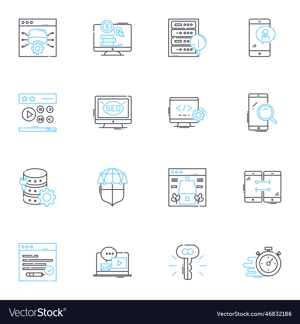 Data analytics linear icons set insights Vector Image