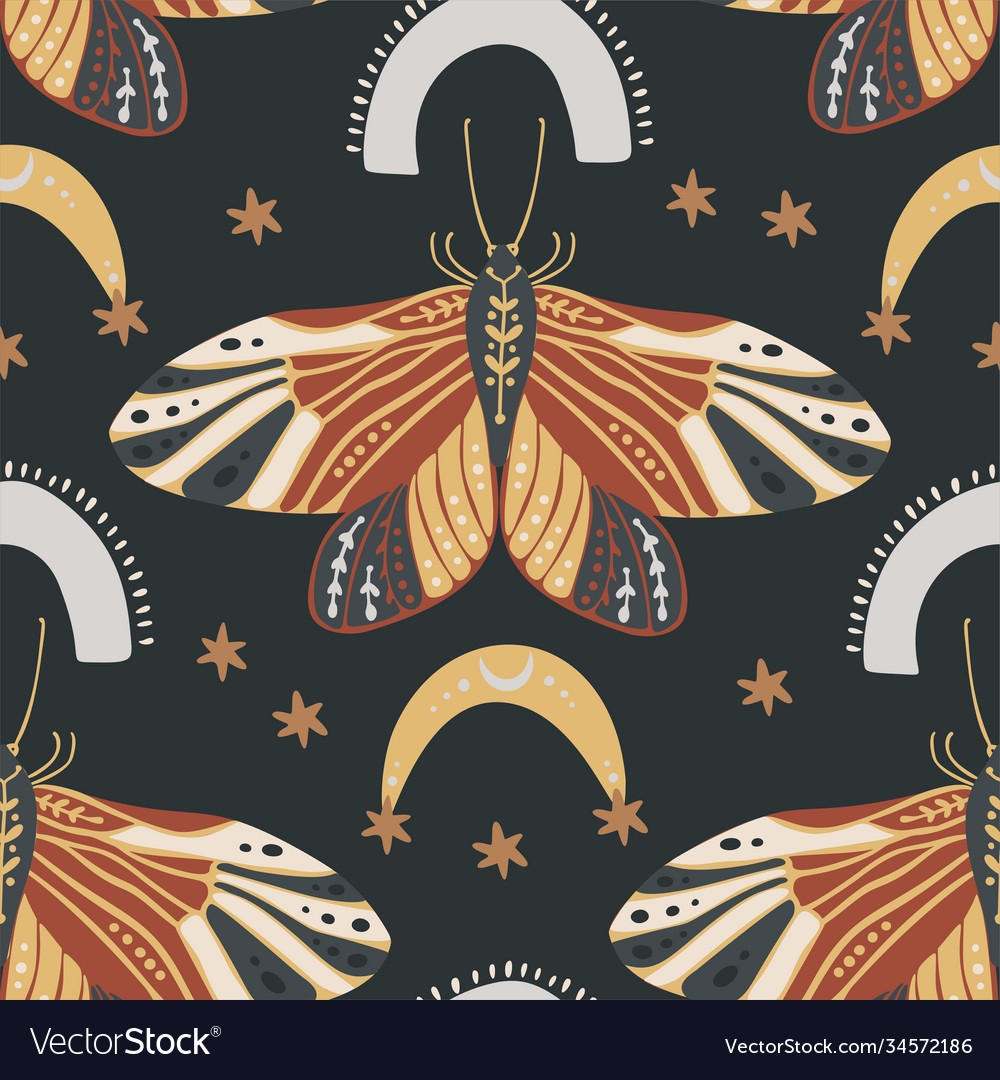 Moth seamless pattern Royalty Free Vector Image