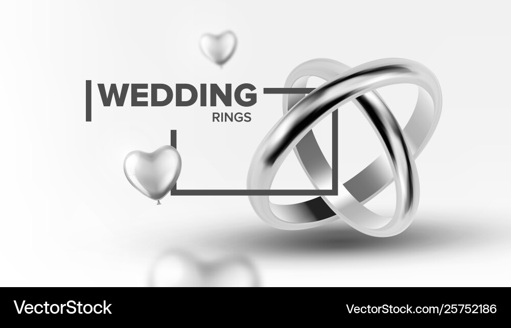 Platinum jewelry wedding rings banner Royalty Free Vector