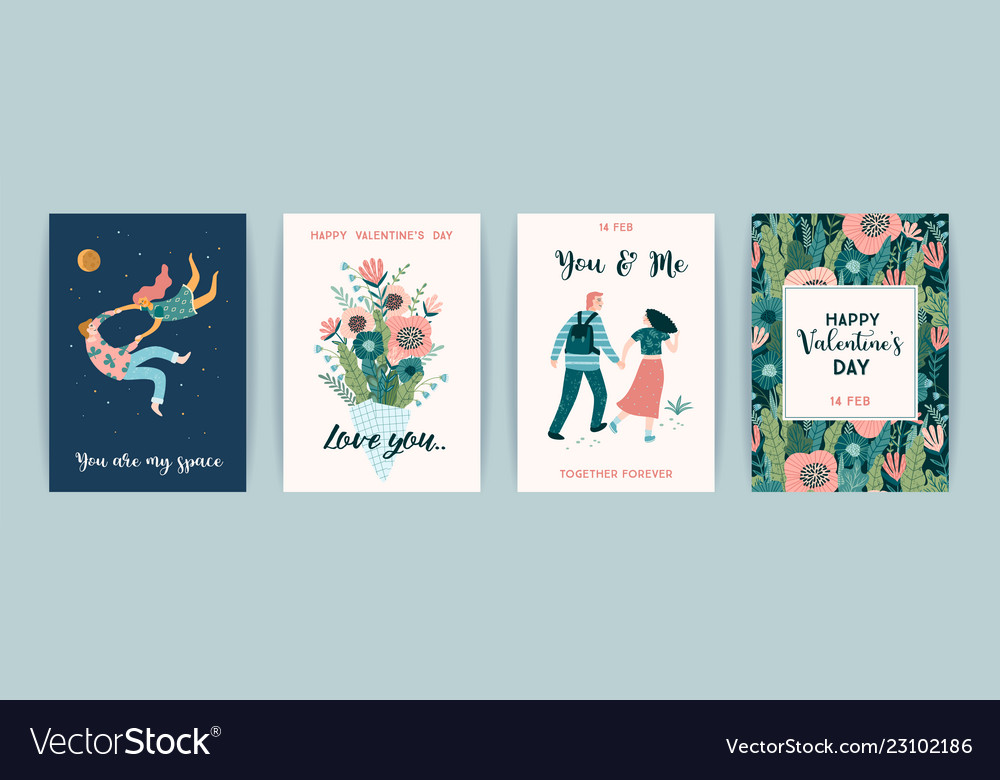 Romantic set cute design Royalty Free Vector Image