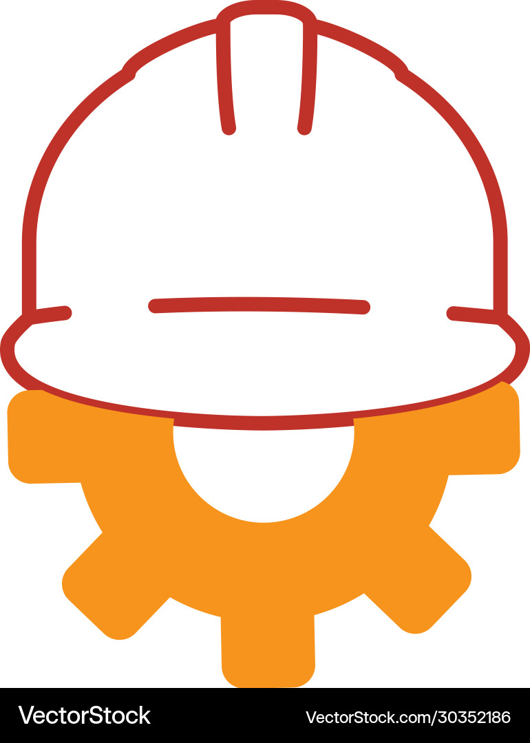 Safety helmet and gear wheel icon half line Vector Image