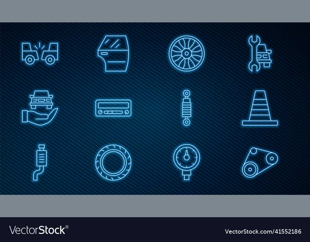 Set line timing belt kit traffic cone alloy Vector Image Set line timing belt kit traffic cone alloy Vector Image