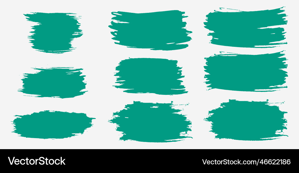 Teal white paint brush set of nine Royalty Free Vector Image