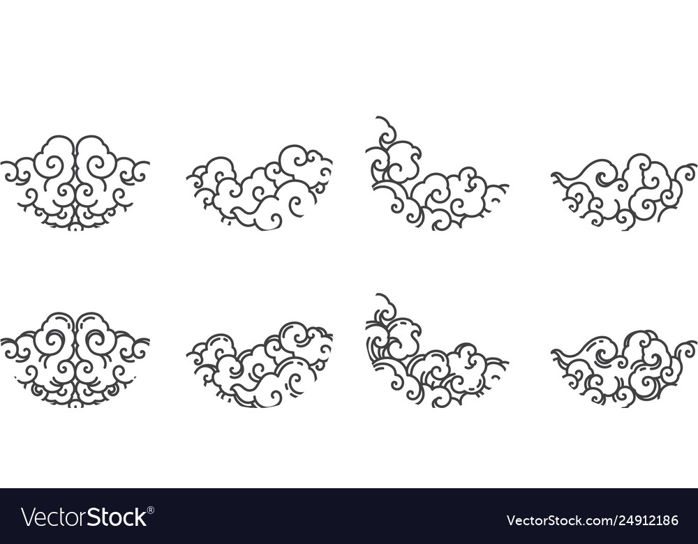 Traditional clouds element design set Royalty Free Vector
