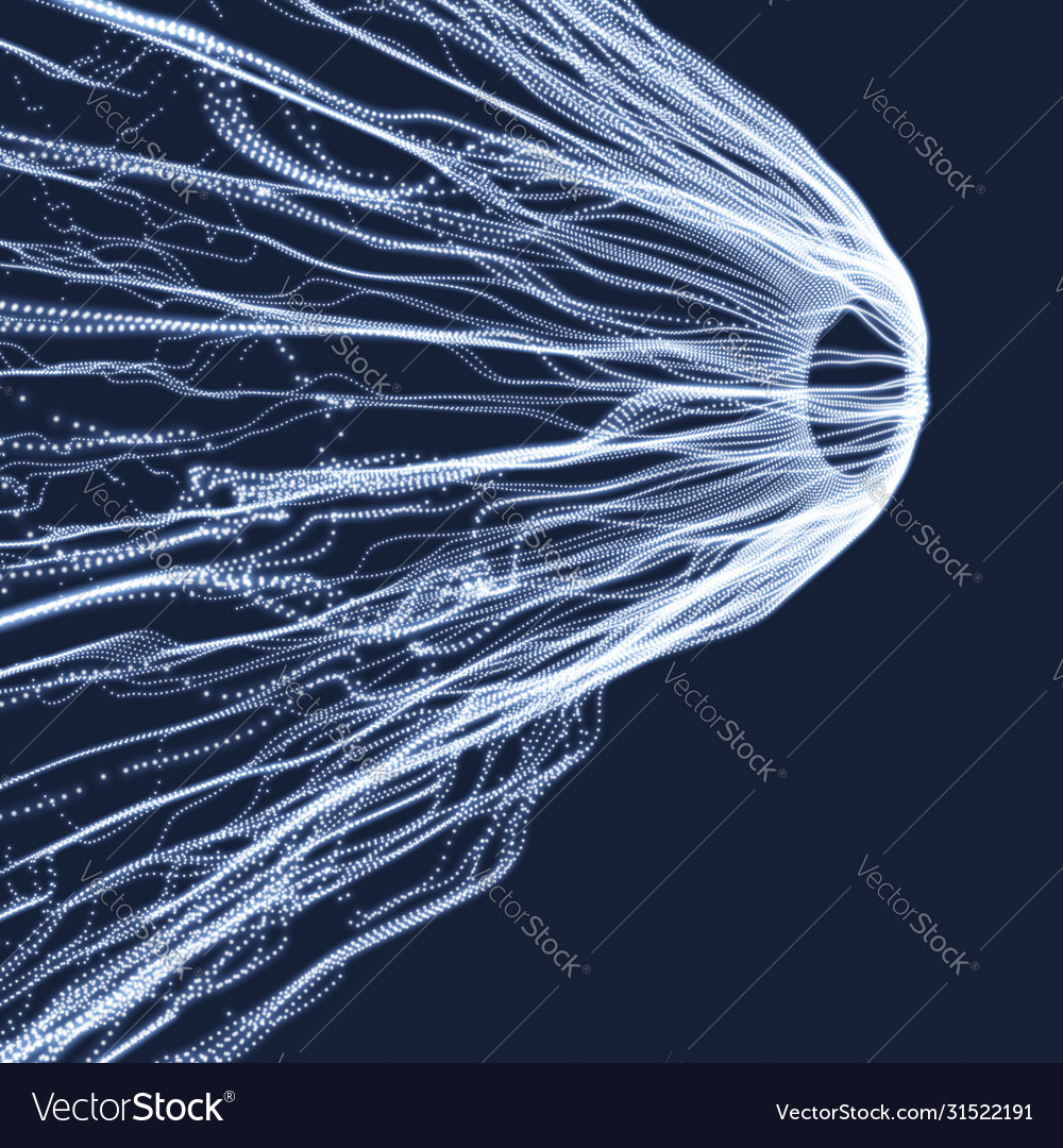 Array with dynamic particles 3d technology style Vector Image