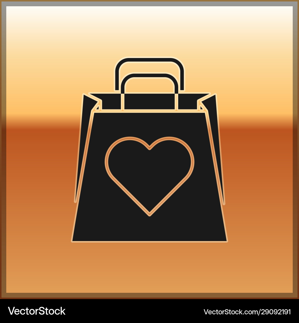 Black shopping bag with heart icon isolated Vector Image