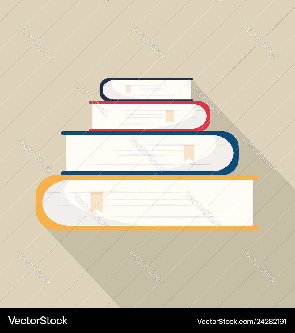 Book of stack with long shadow Royalty Free Vector Image