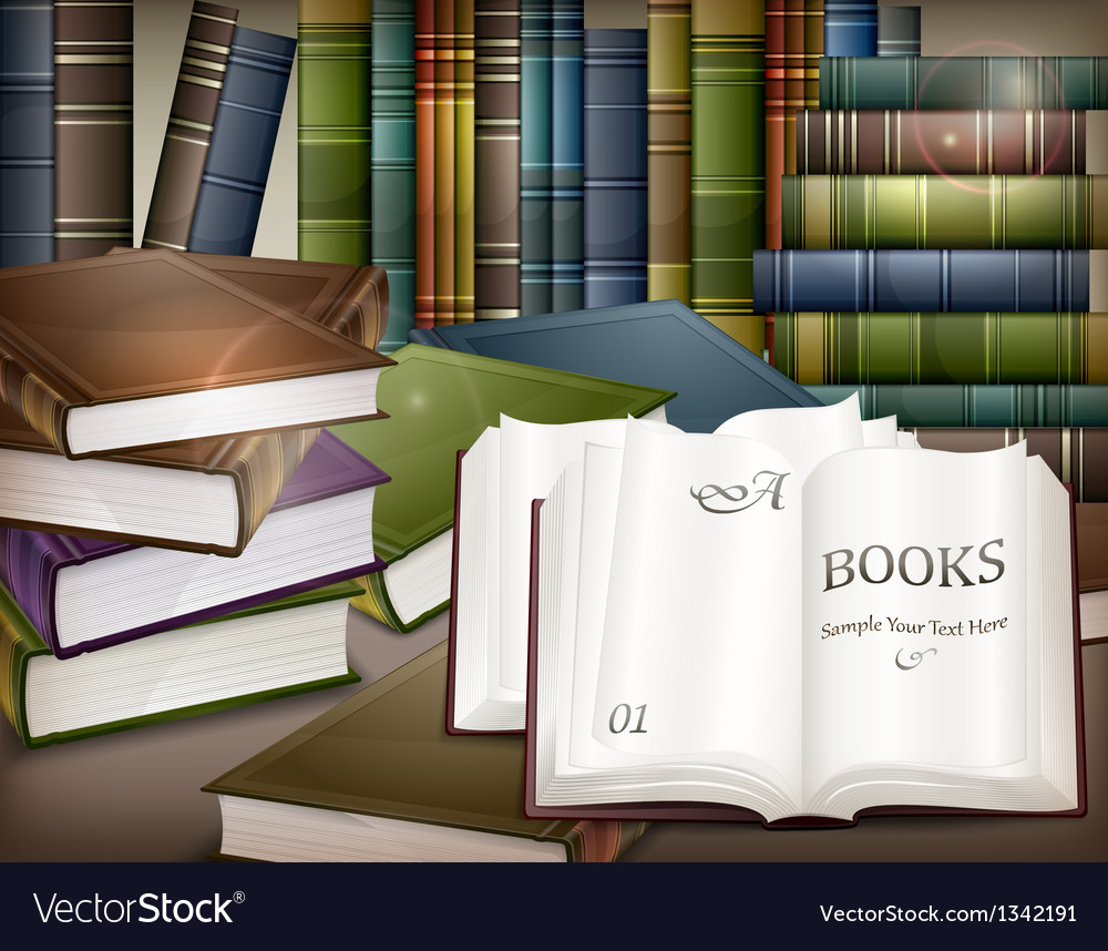 Book stacks on table Royalty Free Vector Image